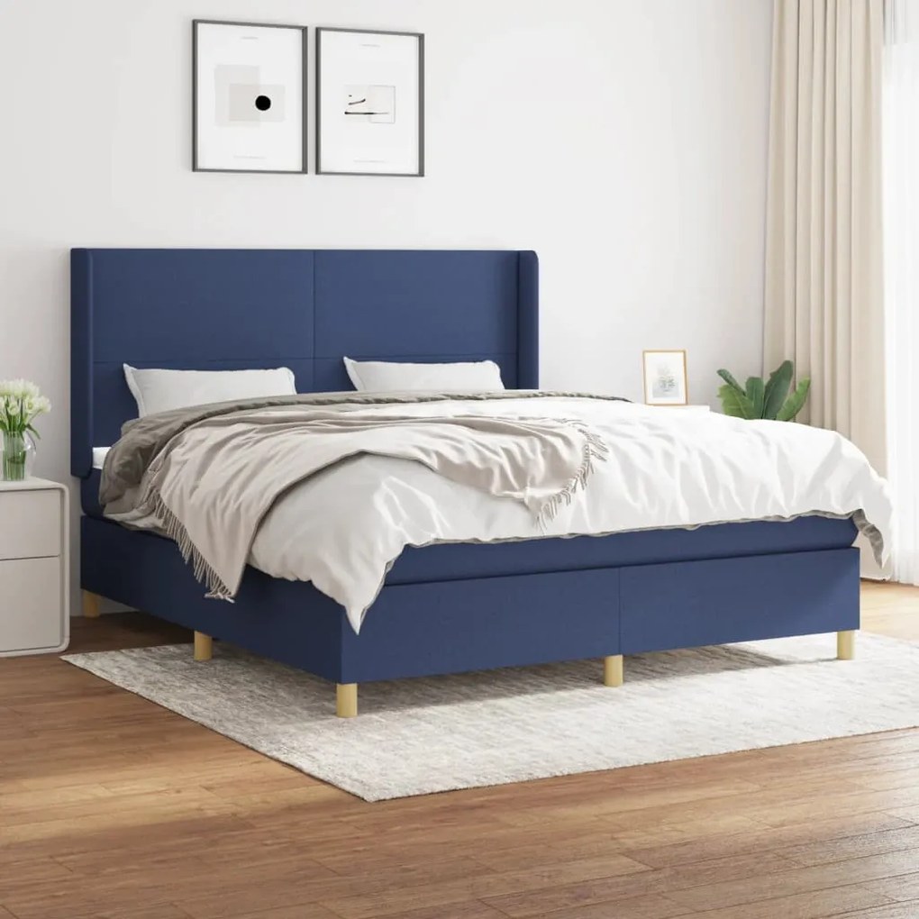 Box spring postel s matrací modrá 180x200 cm textil 3131855
