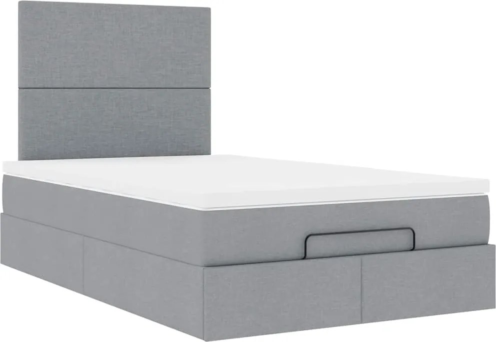 Osmanský rám postele s matrací světle šedá 120x190 cm textil 3313906