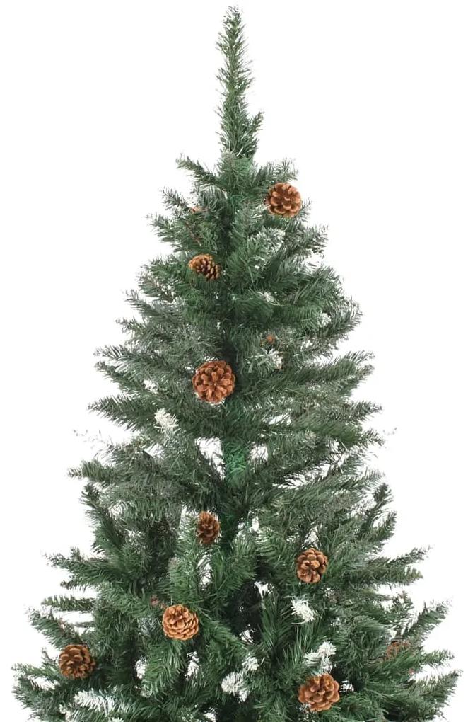 Umělý vánoční stromek se šiškami a bílými třpytkami 210 cm - Default Title