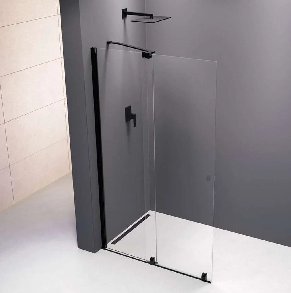 Polysan Rolls Line - Sprchové dveře 120x200 cm, Antidrop, čiré sklo/matná černá MS5-120B