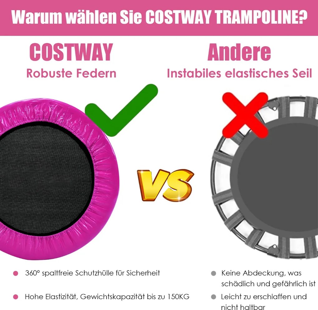 Costway Ø 97 cm skládací trampolína mini skládací trampolína pro děti přenosná