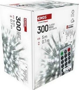 Vánoční osvětlení EMOS D4CC02 ZY1905 LED řetěz krápníky 5m studená bílá ovladač programy