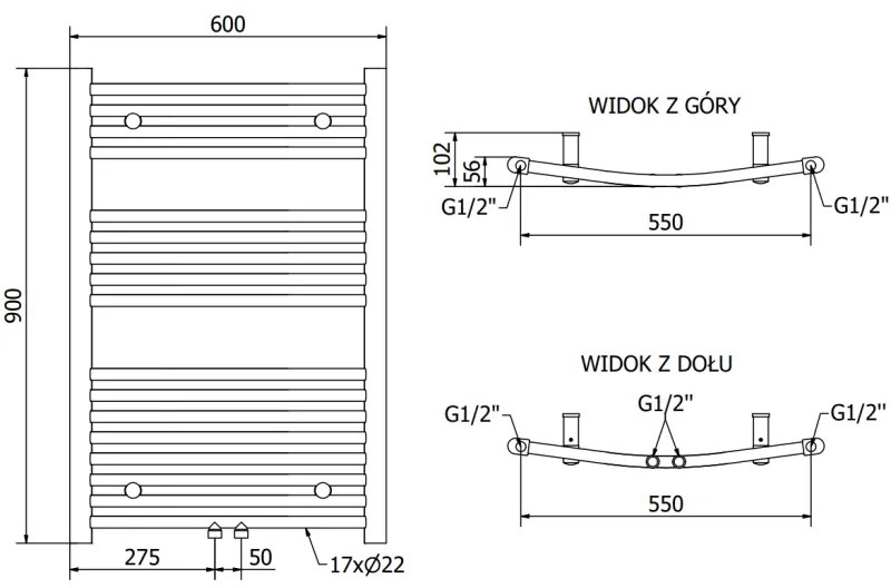 Mexen Ares koupelnový radiátor 900 x 600 mm, 433 W, Bílá - W102-0900-600-00-20