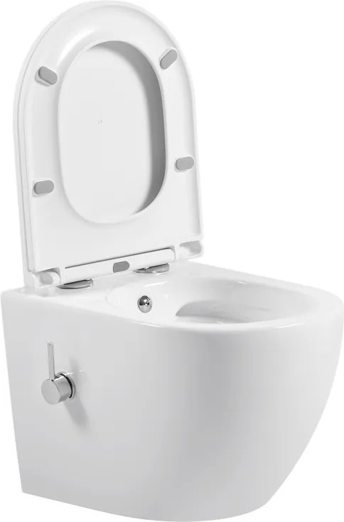 Erga Lily, závěsná WC mísa s funkcí bidetu + toaletní sedátko, bílá lesklá, ERG-V03-LILY-RIM-BID-WH