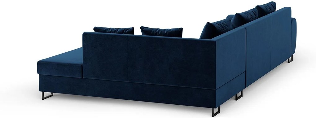 KOOKO HOME Rohová rozkládací sametová pohovka s úložným prostorem Calmato XL pravý roh