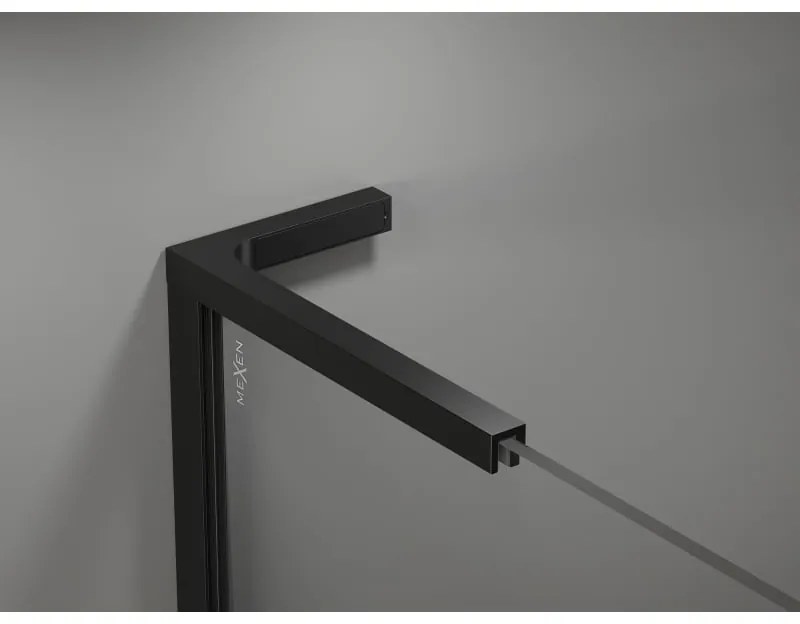 Mexen, Mexen Kioto-X L sprchová stěna 90 x 200 cm, průhledná 10 mm, černá - 800-090-107-70-00-X