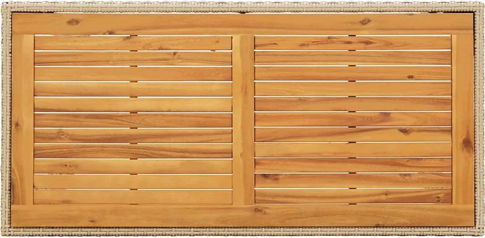 Zahradní stůl béžový 123x60x74 cm polyratan a masivní akácie 316797