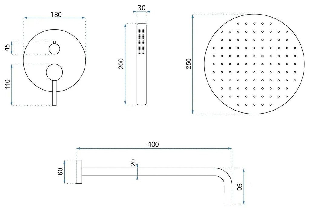 Rea Argon, podomítková sprchová souprava + BOX, měděná matná, REA-P4330