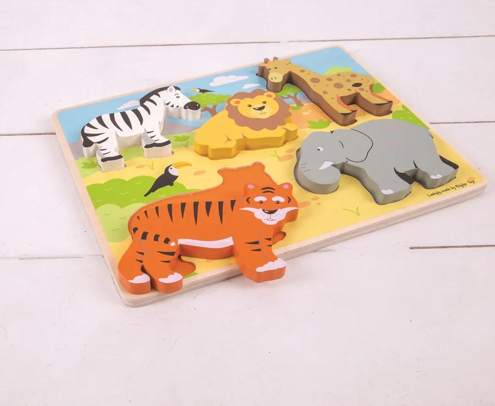 Bigjigs Toys Dřevěné hrubé vkládací puzzle - Safari