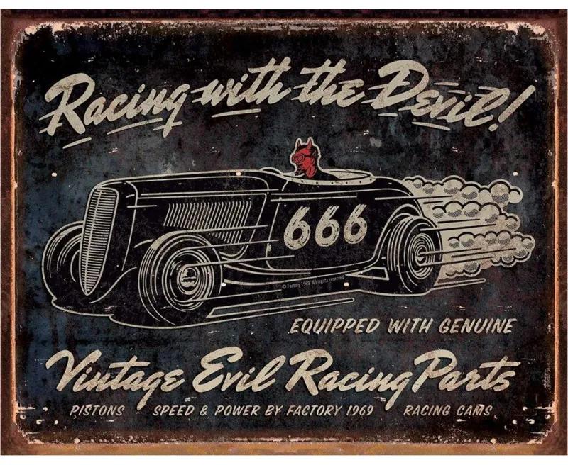 Plechová cedule Vintage Evil Racing 40 cm x 32 cm