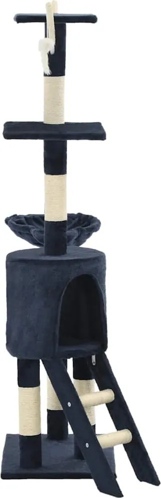 Škrabadlo pro kočky se sisalovými sloupky 138 cm tmavě modré 170582