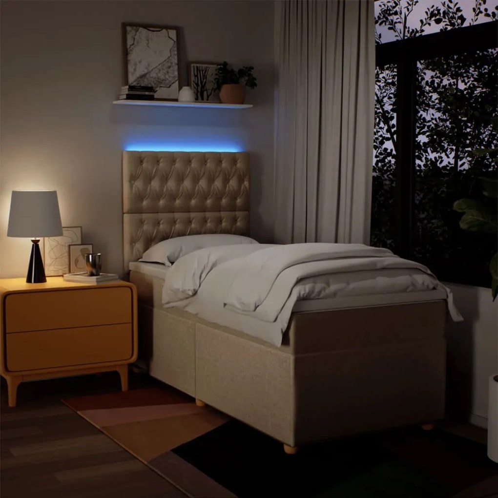 Box spring postel s matrací krémová 80 x 200 cm textil 3293419