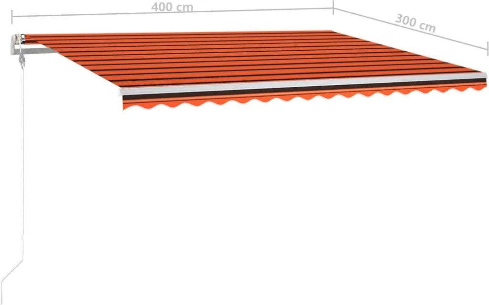 vidaXL Marketos Automatická markýza LED a senzor větru 400x300 cm oranžovohnědá