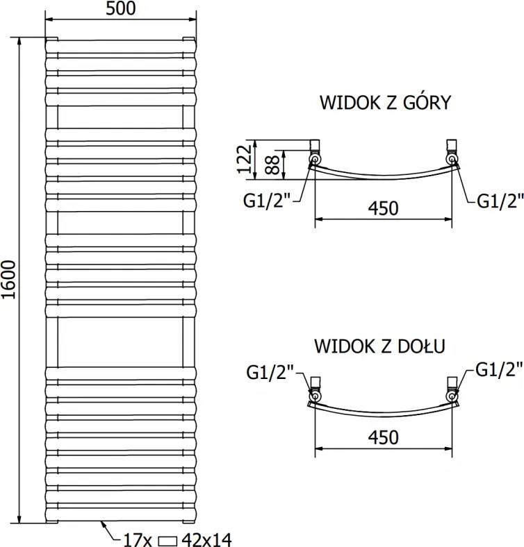Mexen Bachus, elektrické topné těleso 1600 x 500 mm, 900 W, zlatá lesklá, W109-1600-500-2900-50