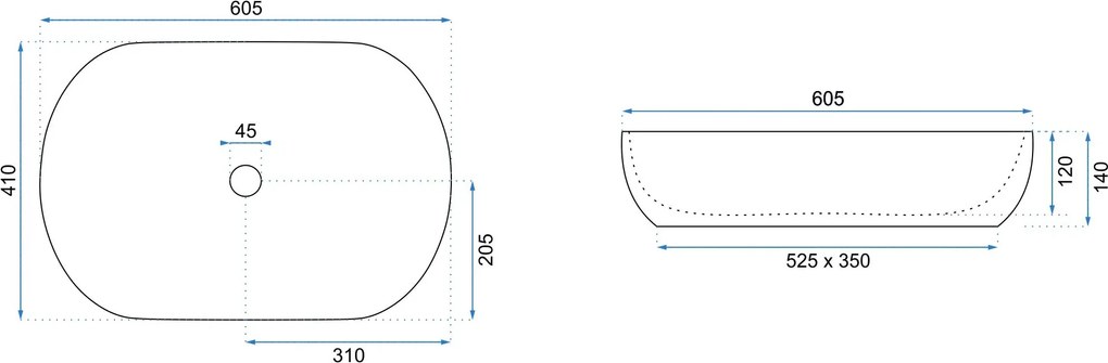 Rea Cleo Aiax, umyvadlo na desku 605x410x120 mm, bílá-imitace kamene Aiax, REA-U9656