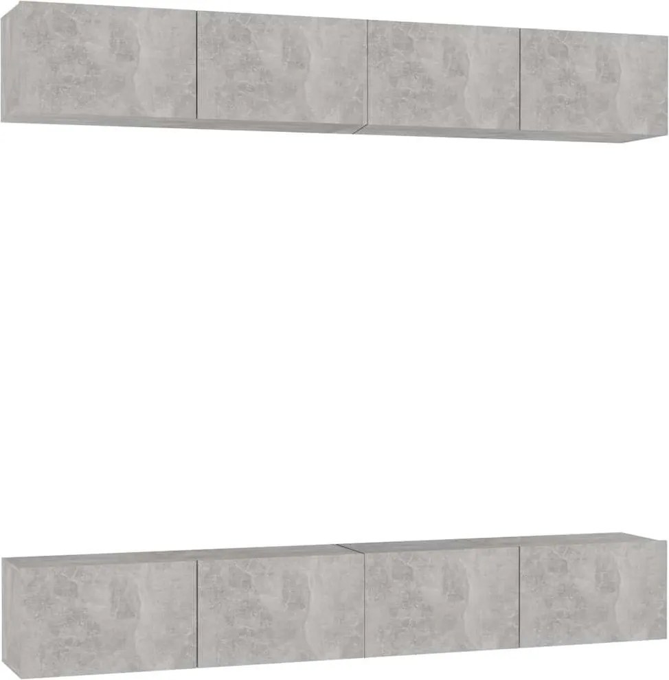 TV skříňky 4 ks betonově šedé 100 x 30 x 30 cm kompozitní dřevo 3079061