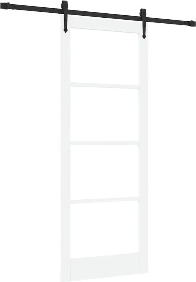 Posuvné dveře 83 x 211 cm Masivní borové dřevo a sklo Bílá 3332336