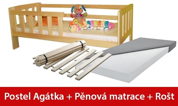 Maxi-drew Postel AGÁTKA 70 x 160 cm + pěnová matrace + rošt