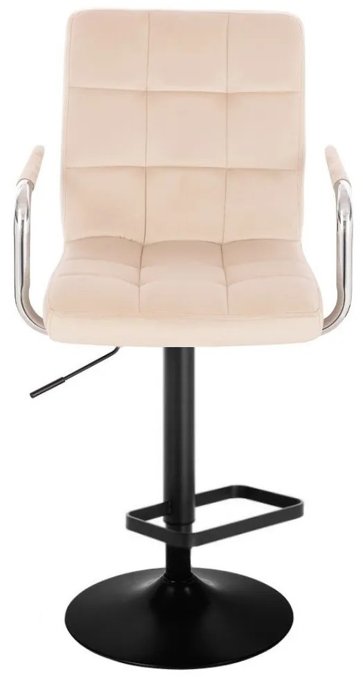 LuxuryForm DESIGN Barová židle VERONA VELUR na černé kulaté podstavě - krémová