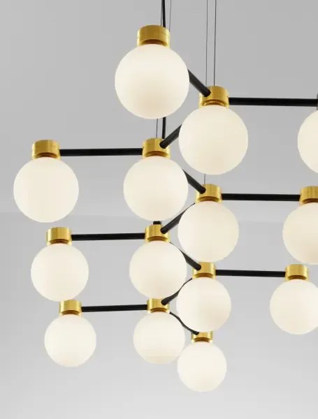 Satina zlato-černo-bílý designový lustr Ovalino 157