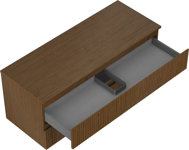 Mexen Rivel, koupelnová skříňka 120 cm s horní deskou, 2 zásuvky, drážkovaná, ořech, 91A20-12047-2-BFFC86