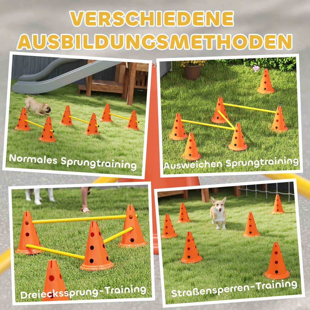 Agility set pro psy 3-dílné vybavení pro výcvik psů Zásuvná sada překážek se 6 kužely 3 překážky Přepravní taška