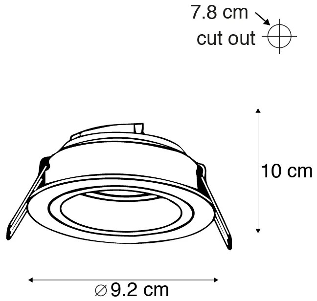 Sada 6 zapuštěných bodových svítidel kulatých hliníkových nastavitelných - Chuck