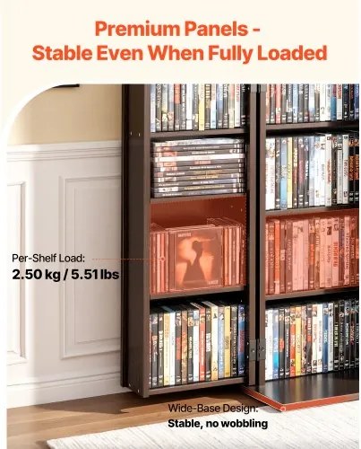 Úložná skříňka na média, 4patrový organizér na DVD VEVOR – 610 × 368 × 846 mm