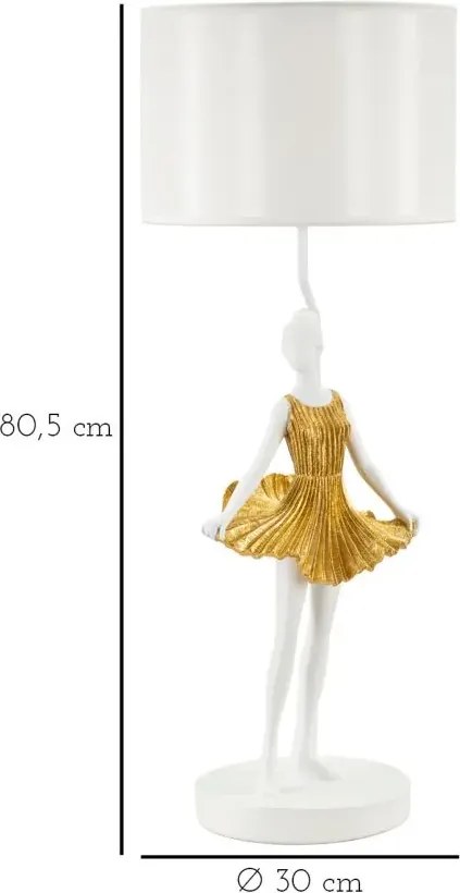 Stolní lampa Dancer 90,5 cm bílo-zlatá