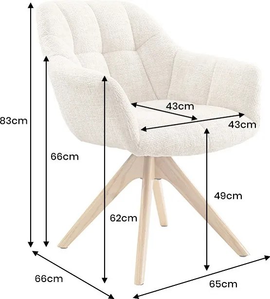 Designová otočná židle Vallerina šampaňská béžová / dub