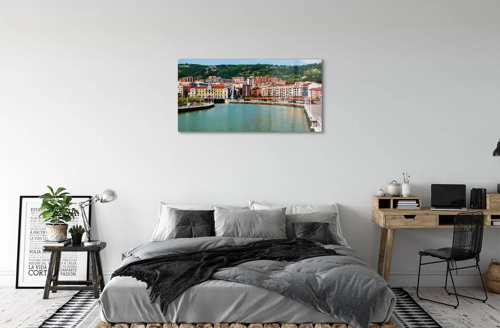 akrylový obraz Španělsko Město horské řeky 100x50 cm