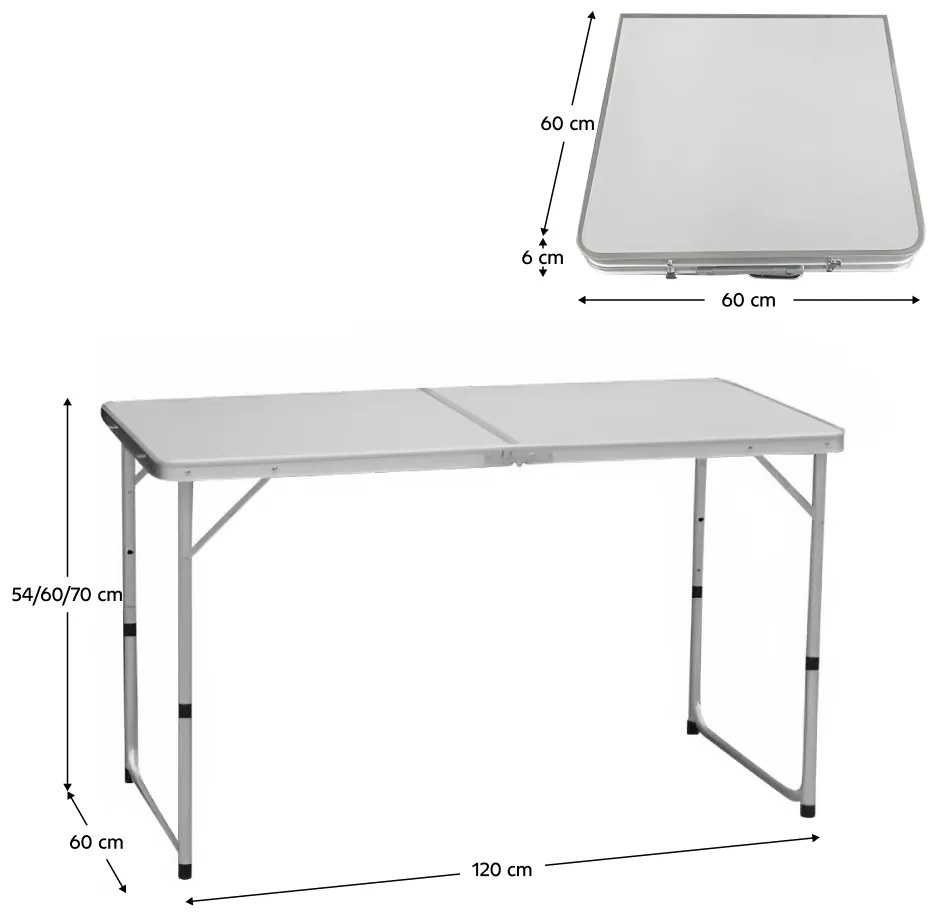 Kondela Skládací kempingový stůl, 120 cm, hliník/MDF, KEPI TYP 1