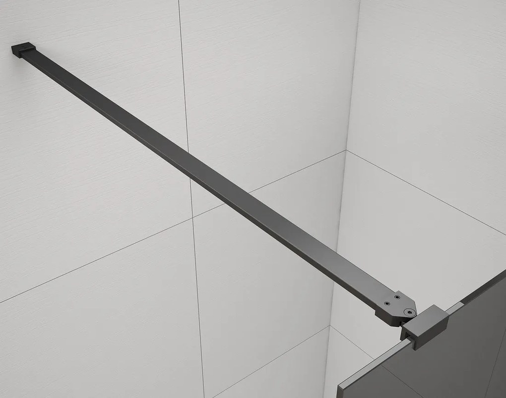 Polysan ESCA BLACK MATT sprchová zástěna 100 x 210 cm jednodílná k instalaci do prostoru černá sklo marron hnědé ES1510-06