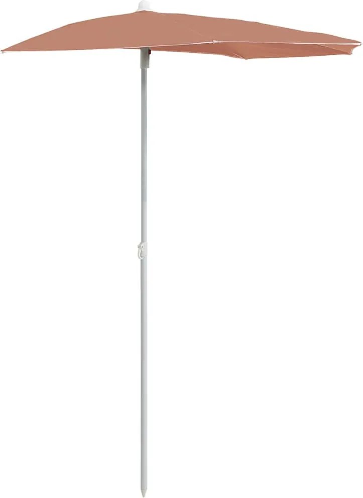 Zahradní půlkruhový slunečník s tyčí 180 x 90 cm terakotový 315564