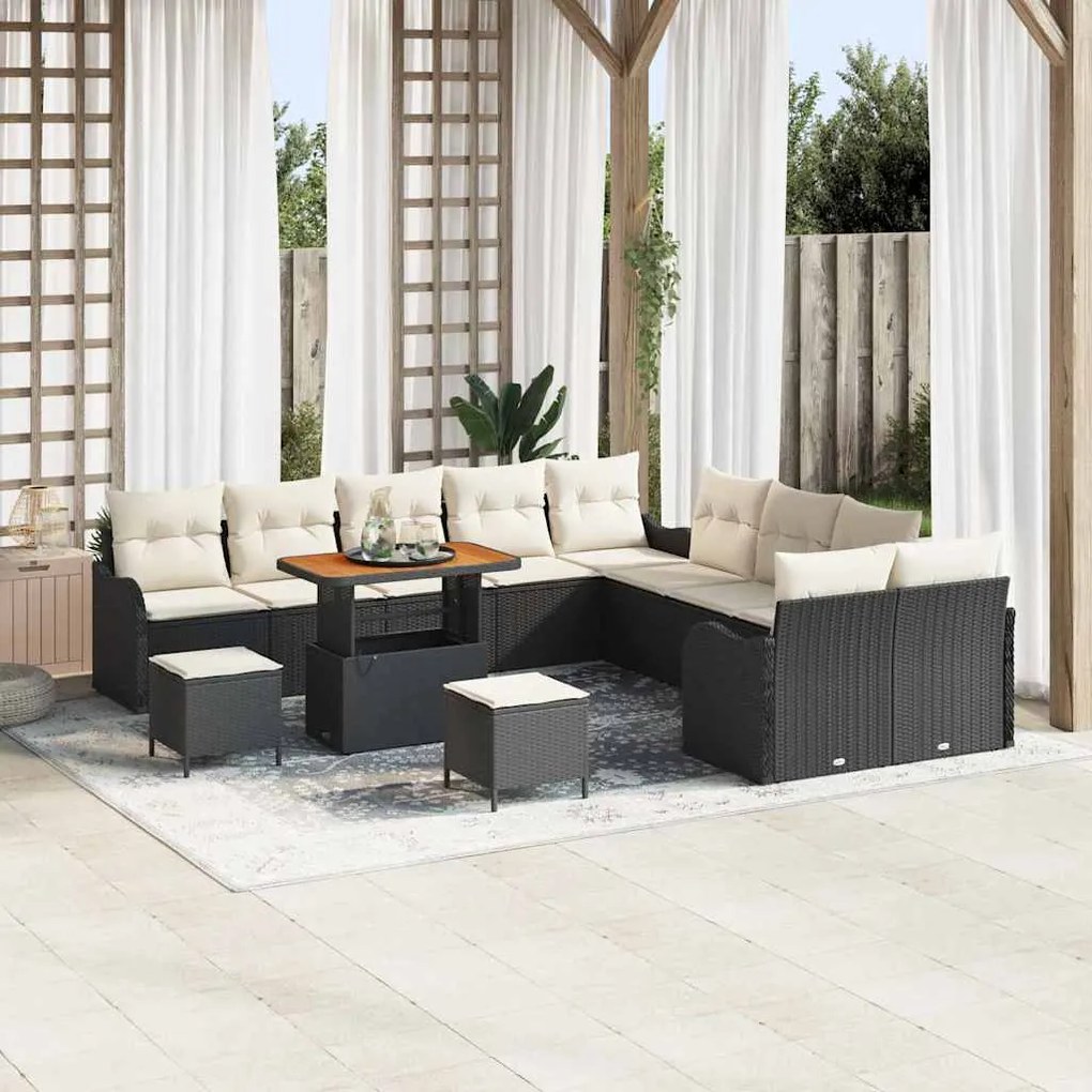 Sada zahradních pohovek 13 ks Černá polyratan 3362325