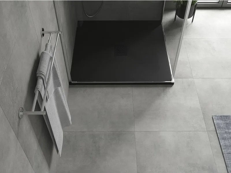 Mexen Hugo, čtvercová sprchová vanička SMC 100 x 100 cm, černá, černá krytka, 42701010-B