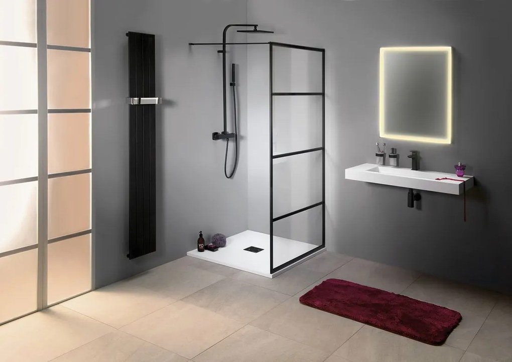 Gelco, CURE BLACK sprchová zástěna 1100 mm, čiré sklo, CB110