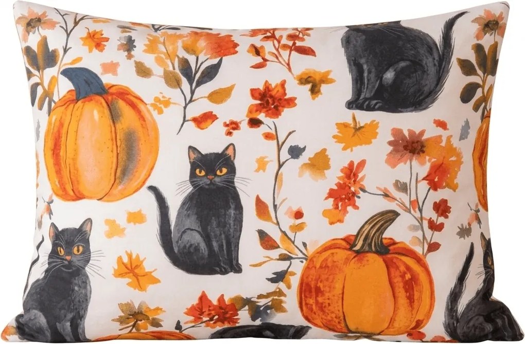 Povlak na polštář z mikrovlákna CATS AND PUMPKINS 50x70 cm, barevný