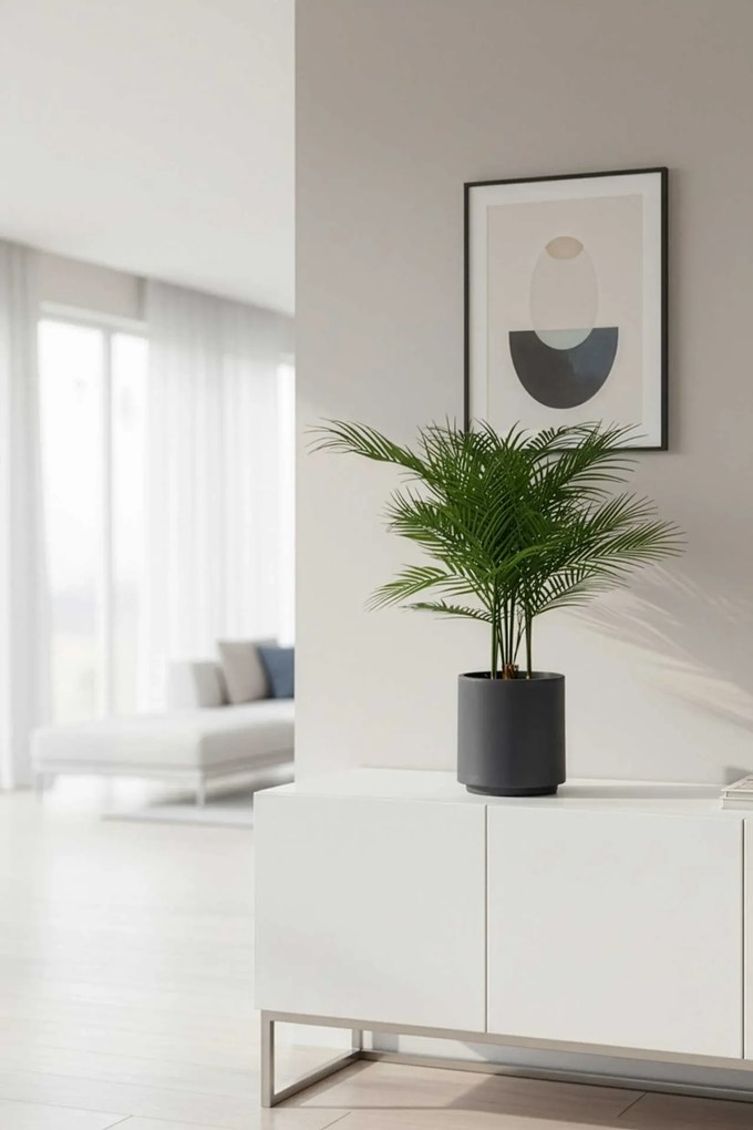 Umělá palma v květináči AREKA, plast, výška 90 cm, zelená