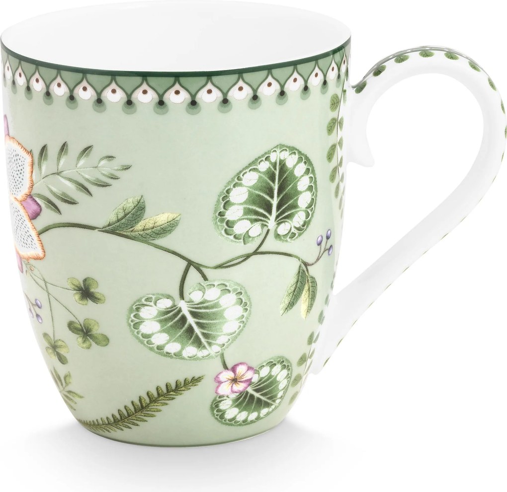 Pip Studio Lily & Lotus hrnek XL 440ml, zelený (Porcelánový hrnek)