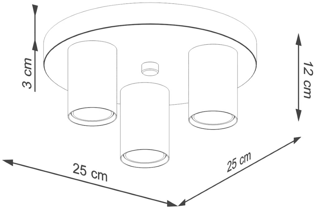 Stropní svítidlo Lagos, 3x černé kovové stínítko