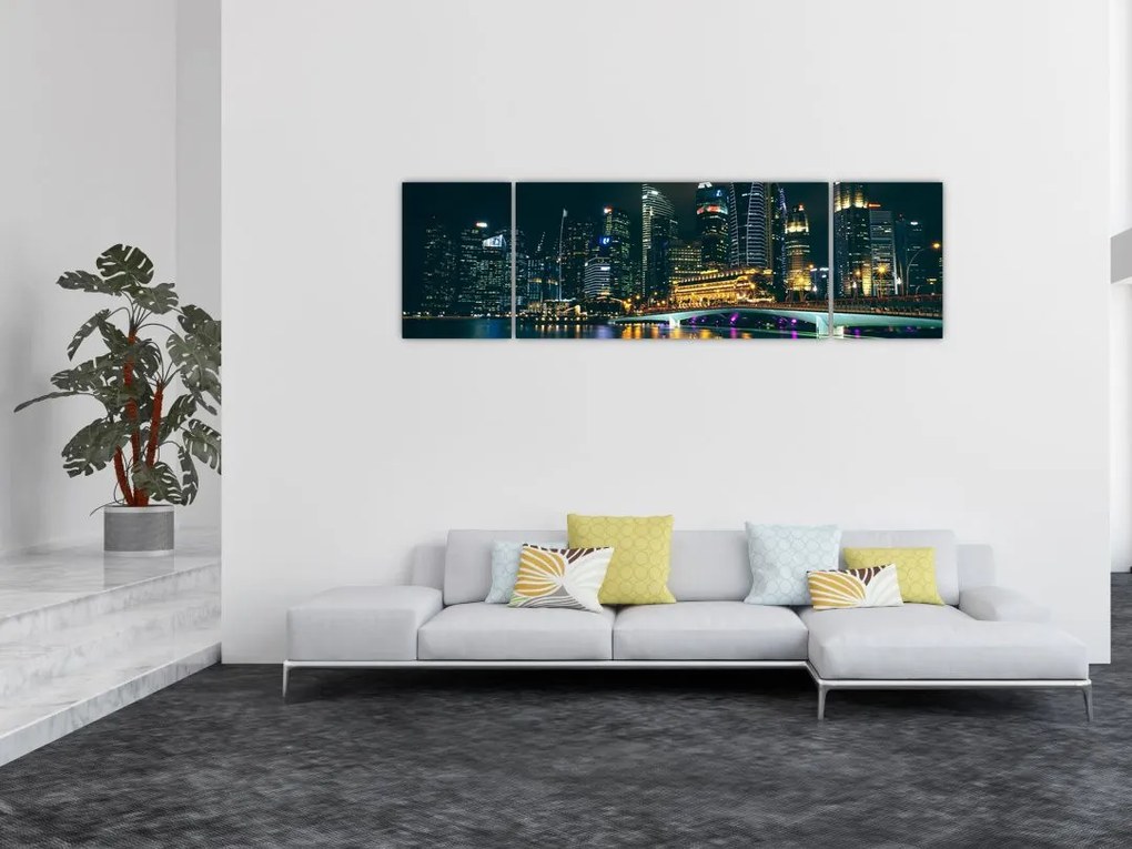 Obraz nočního Singapuru (170x50 cm)