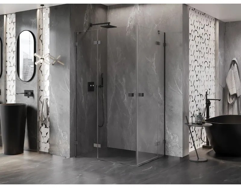Mexen Lunar Duo, výklopný sprchový kout 105 x 100 cm, 8mm čiré sklo, profil grafit broušený, 834-105L-100P-66-00