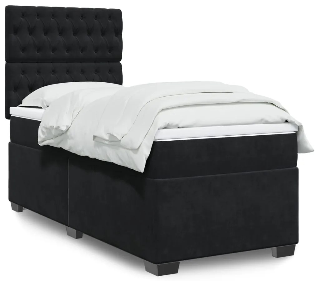 Box spring postel s matrací černá 90x190 cm samet 3290794