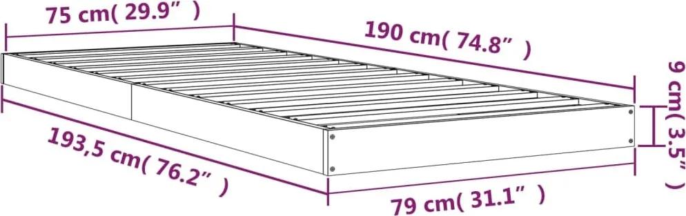 vidaXL Rám postele 75 x 190 cm Small Single masivní borové dřevo [823488] Barva: Bílá