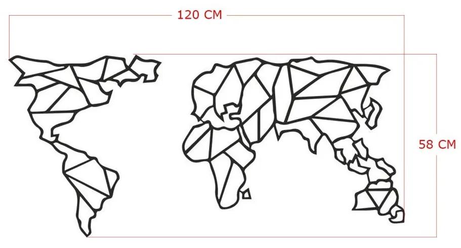 Nástěnná kovová dekorace GEOMETRIC WORLD MAP černá
