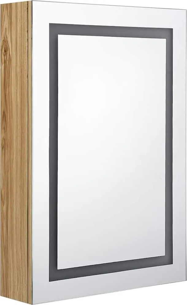 LED koupelnová skříňka se zrcadlem dub 50 x 13 x 70 cm 326492