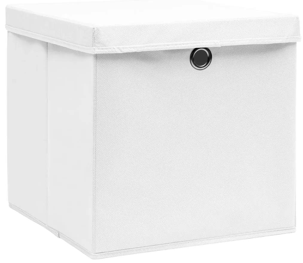 Úložné boxy s víky 4 ks 28 x 28 x 28 cm bílé - Default Title