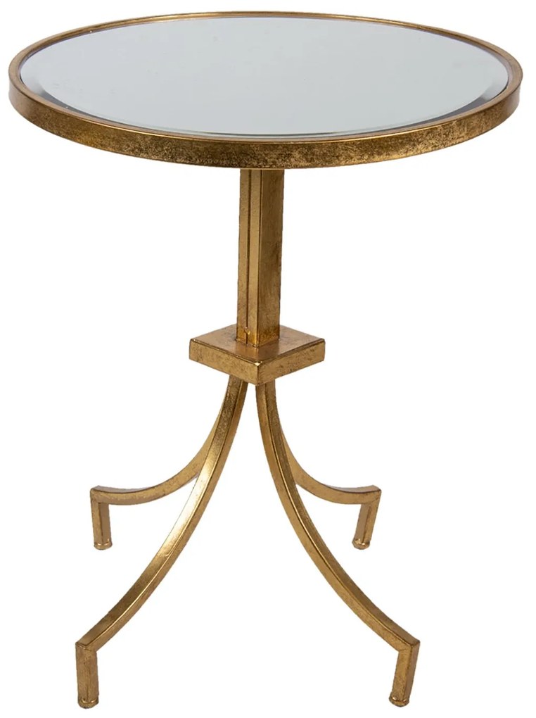 Zlatý kovový odkládací stolek Robin s patinou- Ø 50*60 cm