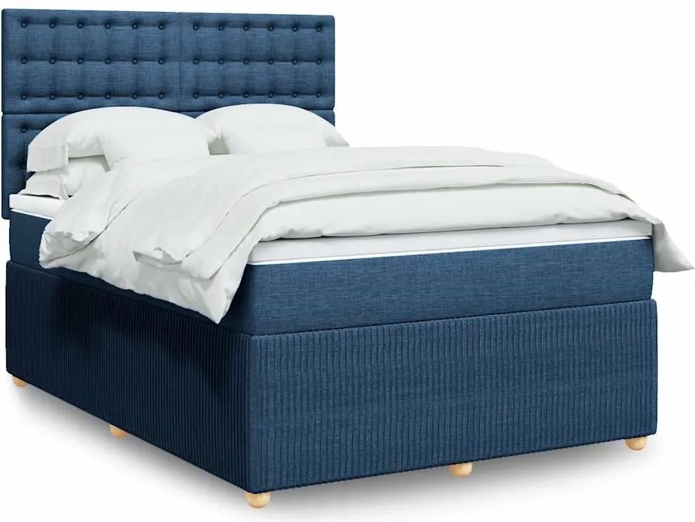 Box spring postel s matrací modrá 140x190 cm textil 3292071